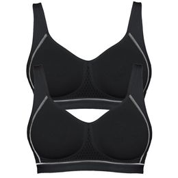 SuSa Damen Sport-BH "2er Pack Sport BH Move medium", Gr. 95, schwarz, Stoff, Obermaterial: 49% Polyamid PA. 33% Polyester PES. 18% Elasthan EL., BHs