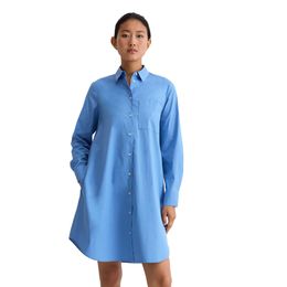 Marc O'Polo MARC O'POLO Damen Hemdblusenkleid "aus Baumwoll-Stretch", blau, Gr. 38, unifarben, Obermaterial: 98% Baumwolle, 2% Elasthan, Kleider