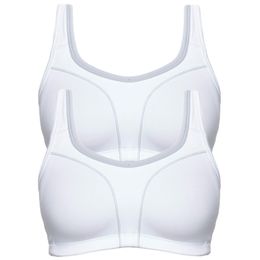 SuSa Damen Sport-BH "2er Pack Sport BH Move high", wei&szlig;, Gr. 100, Obermaterial: 52% Polyamid PA. 37% Polyester PES. 11% Elasthan EL., BHs