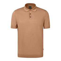 Bugatti Herren Poloshirt, beige, Gr. M, unifarben, 75% Baumwolle, 25% Polyacryl, Shirts, mit Knopfleiste