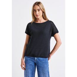 Street One Damen T-Shirt, blau, Gr. 42, transparent, unifarben, Web, 100% Baumwolle, Shirts, Feel Good Fit
