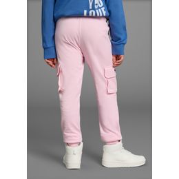 Kangaroos M&auml;dchen Sweathose "Cargo-Sweathose", rosa, Gr. 176, unifarben, angeraute Sweatware, Obermaterial: 100% Baumwolle, Hosen, L&auml;ssige Sweathose,