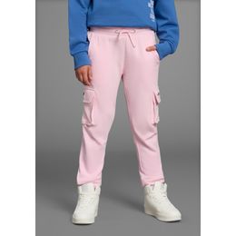 Kangaroos M&auml;dchen Sweathose "Cargo-Sweathose", rosa, Gr. 164, unifarben, angeraute Sweatware, Obermaterial: 100% Baumwolle, Hosen, L&auml;ssige Sweathose,
