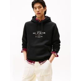 Tommy Hilfiger Herren Kapuzensweatshirt "OVAL GRAPHIC HOODIE", schwarz, Gr. M, unifarben, Sweatware, Obermaterial: 63% Baumwolle, 37% Polyester,