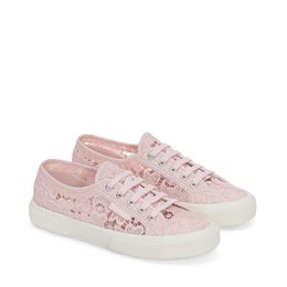 Superga Damen Sneaker "2750 MACRAME", Gr. 40, rosa, Textil, Schuhe, mit transparenter Spitze
