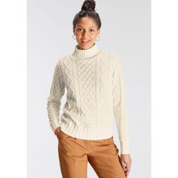 AJC Damen Strickpullover, wei&szlig;, Gr. 32, Strick, Obermaterial: 50% Baumwolle, 50% Polyacryl, Pullover, mit modischem Zopfmuster und Stehkragen