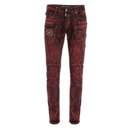 Cipo & Baxx CIPO & BAXX Herren Slim-fit-Jeans "Jeans", rot, Gr. 30, unifarben, 98% Baumwolle, 2% Elasthan, Jeans, im Antique-Look, CD-479