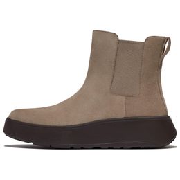 fitflop Damen Chelseaboots "F-MODE", Gr. 43, beige, Elastischer Einsatz, Veloursleder, Schuhe, Chunky Boots mit Plateausohle