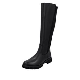 Remonte Damen Stiefel, Gr. 36, schwarz, Elastischer Einsatz, Leder, Lederimitat, unifarben, Schuhe, Langschaftstiefel, Stretchstiefel, mit