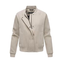 Marikoo Damen Collegejacke "Zunaa", wei&szlig;, Gr. XL, Obermaterial: 95% Polyester, 3% Viskose, 2% Elasthan, Jacken, Modische Jacke im Collegejacken-Stil