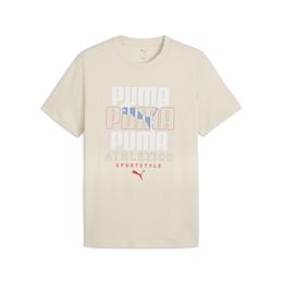 Puma Herren T-Shirt "Graphic Stacked Graphic T-Shirt Herren"alpine snow weiß, Gr. S, bedruckt, 100% Baumwolle, Shirts