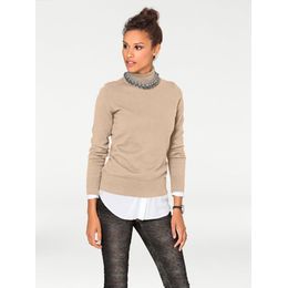 Damen Rollkragenpullover "Rollkragen-Pullover", beige, Gr. 42, Linea Tesini BY HEINE, unifarben, 100% Baumwolle, Pullover