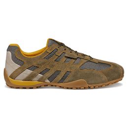 Geox Herren Schnürschuh "U SNAKE ORIGINAL", Gr. 48, grün, Leder, Textil, Schuhe, Schnürschuh, Freizeitschuh, Trekking Sneaker mit Lederinnensohle
