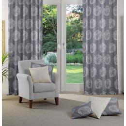 Vorhang WIRTH, B:135cm H:245cm, blau, Jacquard, Polyacryl, Polyester, Wohnzimmer, Gardinen, "Kingston"