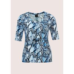 Madeleine Mode MADELEINE Damen Kurzarmshirt "Shirt Shirt", blau, Gr. 42, Obermaterial: 95% Viskose CV. 5% Elasthan EL., Shirts