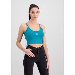 Damen Muscleshirt "Basic Crop-Top SL Women", blau, Gr. L, Alpha Industries, Obermaterial: 95% Baumwolle, 5% Elastan, Shirts
