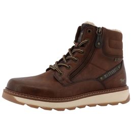Mustang Shoes Herren Winterstiefelette "Elio", Gr. 43, braun, Lederimitat, Textil, Basic, Schuhe, Schnürstiefel, Winterstiefel mit Warmfutter