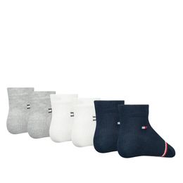 Tommy Hilfiger M&auml;dchen Socken "TH BABY SOCK 6P ECOM", Gr. 23wei&szlig;, grau, blau, Materialmix, gestreift, mehrfarbig, Socken, mit ikonischen