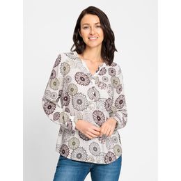 Inspirationen Damen Druckbluse, beige, Gr. 36, bedruckt, gemustert, mehrfarbig, 100% Viskose, Blusen
