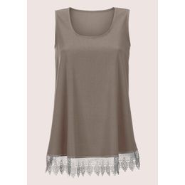 Madeleine Mode MADELEINE Damen Blusentop "Blusentop Top mit Spitze"cappuccino, Gr. 40, Obermaterial: 100% Polyester PES., Blusen