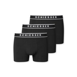 Schiesser Herren Boxershorts "Boxershort 3PACK Shorts 3er Pack", Gr. L, schwarz, Obermaterial: 95% Baumwolle CO. 5% Elasthan EL., Unterhosen