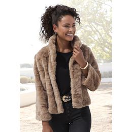 Lascana Damen Fellimitatjacke, grau, Gr. 40, unifarben, Web, Obermaterial: 100% Polyester. Futter: 100% Polyester, Jacken, kuschelige Kurzjacke aus