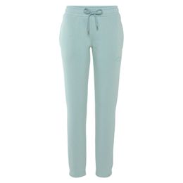 Lascana Damen Sweathose, Gr. 32, gr&uuml;n, Sweatware, Obermaterial: 60% Baumwolle, 40% Polyester, bestickt, unifarben, Hosen, Loungehose mit seitlichen