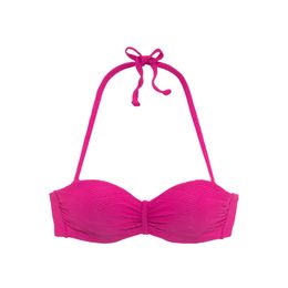 Sunseeker Damen B&uuml;gel-Bandeau-Bikini-Top "Loretta", pink, Gr. 34, Strukturmuster, strukturiert, unifarben, Microfaser, Polyamid, Bikini-Oberteile,