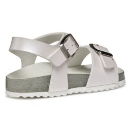 Geox M&auml;dchen Sandale "J ADRIEL GIRL", Gr. 24, silber, Synthetik, metallic, festlich, Schuhe, Konfirmationsschuh, Kommunionschuh, Klettschuh mit