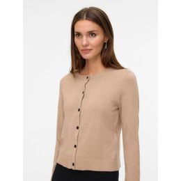 V&eacute;ro Moda VERO MODA Damen Strickjacke "VMVICKY LS O-NECK BUTTON CARDIGAN NOOS", silber, Gr. L, unifarben, Strick, Obermaterial: 52% Viskose, 28% Polyester, 20%