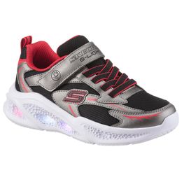 Skechers Damen Sneaker "Skechers METEOR-LIGHTS", Gr. 36, schwarz, Lederimitat, Textil, kontrastfarbene Details, metallic, Schuhe, Klettschuh mit