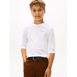 Tommy Hilfiger M&auml;dchen Langarmshirt "MINI CORP T-SHIRT LS", wei&szlig;, Gr. 16, unifarben, Single Jersey, Obermaterial: 100% Baumwolle, Shirts, Kinder bis