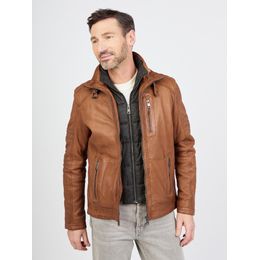 JCC Herren Bikerjacke "63535", braun, Gr. 48, Oberstoff: 100% Lammleder; Innenmaterial: 100% Polyester; &Auml;rmelfutter: 100% Polyester, Jacken