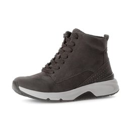 Damen Schnürboots, Gabor Rollingsoft, Gr. 42, grau, Nubukleder, unifarben, Schuhe, Keilabsatz, Freitzeitschuh, High-Top-Sneaker, Label an der Ferse