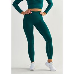 BESHAPED Damen Trainingstights "Aan de slag", gr&uuml;n, Gr. XL, unifarben, 90% Nylon, 10% Elasthan, Hosen, ohne N&auml;hte am Bund