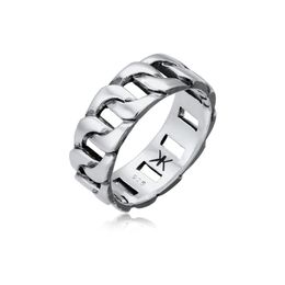 Kuzzoi Herren Silberring "Herren Chunky Chain Look Panzerglieder 925 Silber", 58mm, ohne Stein, Silber 925 (Sterlingsilber), 8mm, silber, Silber 925