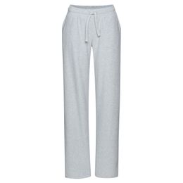 Vivance Damen Sweathose, Gr. 40, blau, Frottee, Obermaterial: 63% Baumwolle, 37% Polyester, meliert, Hosen, Kleine Logostickerei
