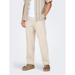 Only & Sons ONLY & SONS Herren Trainingshose "ONSSINUS LOOSE 0007 COT LIN PANT NOOS", beige, Gr. M, unifarben, Web, Obermaterial: 75% Baumwolle, 25% Leinen, Hosen