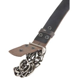 Damen Lederg&uuml;rtel, grau, Gr. 115, RETTUNGSRING G&Uuml;RTEL, unifarben, Rindsleder, G&uuml;rtel, Koppelschlie&szlig;e im Knoten-Design