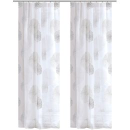 Vorhang Home Wohnideen, B:140cm H:175cm, grau, Voile, Polyester, Wohnzimmer, Gardinen, "RAWLINS", 2er Pack Zugbandschal RAWLINS bedruckt