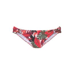 Lascana Damen Bikini-Hose "Ava", rot, Gr. 38, bedruckt, Recycling-Polyamid, Badehosen, im tropischen Design