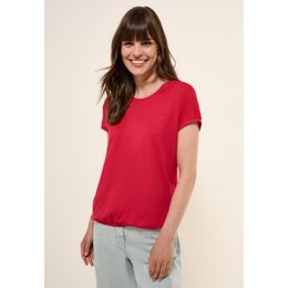 Cecil Damen V-Shirt, rot, Basic, Gr. XXL, unifarben, Web, 50% Baumwolle, 50% Modal, Shirts, mit Elastiksaum
