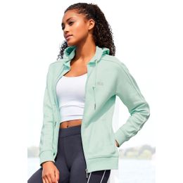 H.I.S. H.I.S Damen Sweatjacke, Gr. 32, gr&uuml;n, Interlock, Obermaterial: 60% Baumwolle, 40% Polyester, unifarben, Basic, Sweatjacken, mit Piping an den &Auml;rmeln,