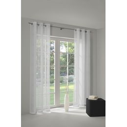 Vorhang WIRTH, B:140cm H:245cm, wei&szlig;, Polyester, Wohnzimmer, Gardinen, "Theresa", Store