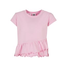T-Shirt Urban Classics "Urban Classics Damen Girls Organic Volant Tee", Mädchen, Gr. 158/164, girlypink, 100% Baumwolle, unifarben, normal, Rundhals, Shirts