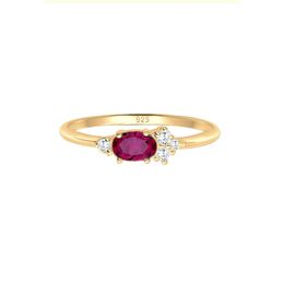 Elli Premium Damen Verlobungsring "Zirkonia Synthetischer Rubin Pink 925 Sterling Silber vergoldet", 58mm, Silber 925 (Sterlingsilber), 1mmrot,