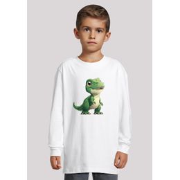 T-Shirt F4NT4STIC "Süßer grüner Dino", Jungen, Gr. 122/128, weiß, Obermaterial: 100% Baumwolle, Rundhals, ohne Bündchen, Shirts, Premium Qualität