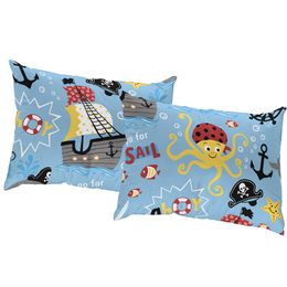 Dekokissen Adam, B:60cm L:40cm, blau, Obermaterial: 100% Baumwolle, Dekokissen_Sitzkissen_Kissenh&uuml;llen, "Pirates", GOTS-zertifiziert