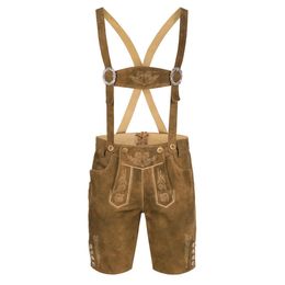N&uuml;bler N&Uuml;BLER Herren Trachtenlederhose "Lederhose kurz Bazi", braun, Gr. 52, Obermaterial: 100% Lammleder LEL., Hosen