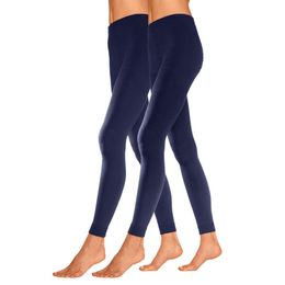 Lavana Damen Thermoleggings, Gr. S, blau, Jersey, Obermaterial: 66% Baumwolle, 30% Polyester, 4% Elasthan, unifarben, Basic, Hosen, innen leicht